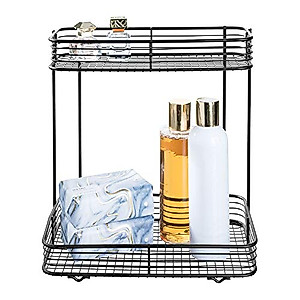 iDesign Vienna Steel Free-Standing 2-Tier Storage Shelf - 5.9" x 9.8" x 10", Matte Black