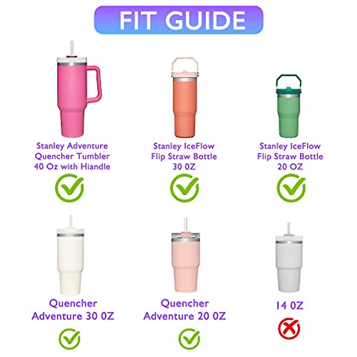 Zukro 2 Pack Silicone Boot for Stanley The Quencher H2.0 & IceFlow Flip Tumblers - Fits 20 oz, 30 oz, and 40 oz Quencher - Anti-Slip Bottle Bottom Bumper Sleeve Cover - Accessories for Stanley cup