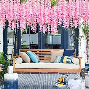 AITISOR 24 Pack Artificial Fake Wisteria Vine Ratta (3.75 Feet) Hanging Garland Silk Flowers String Home Party Wedding Decor(Pink)