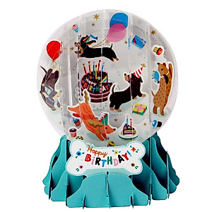3D Pop Up Snow Globe Greeting Card - BIRTHDAY DOGS - #UP-WP-EG-060