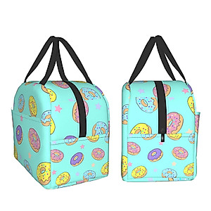 Donut Lunch Box Insulated Lunch Boxes Waterproof Lunch Bag Reusable Lunch Tote With Front Pocket For School Office Picnic