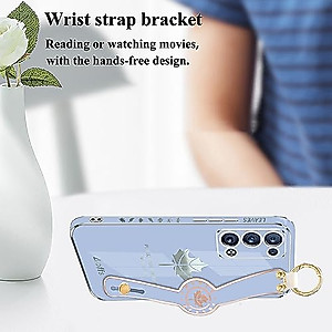 Kainevy Phone Case for Oppo Reno 6 Pro 5G Case Aesthetic Silicone Shockproof for Women Protector Cover Oppo Reno 6 Pro 5G Phone Case Slim with Ring Wrist Starp Maple Leaf Pattern Design (Grey)