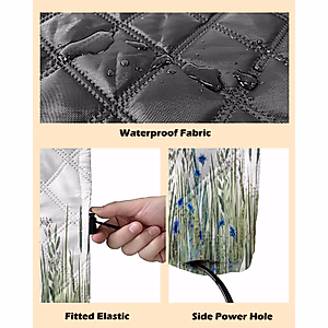 Leaves Plants Indoor Air Conditioner Cover for Window Units, Double Insulation Adjustable Waterproof Indoor AC Cover with Elastic Straps Wildflower Botanical Flower Blue Green 25'' x 18'' x 3.5''