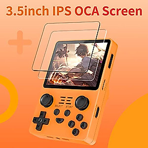 SERYUB RGB20S Handheld Game Console 3.5 inch HD Screen, Retro Consoles Classic Emulator Gaming Pre-Installed System Plug-in Headphones Preinstalled Hand Held Video Games System 64GB (Yellow)