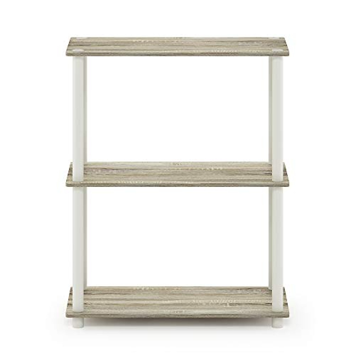 Furinno Turn-N-Tube 3-Tier Compact Multipurpose Shelf Display Rack, Sonoma Oak/White