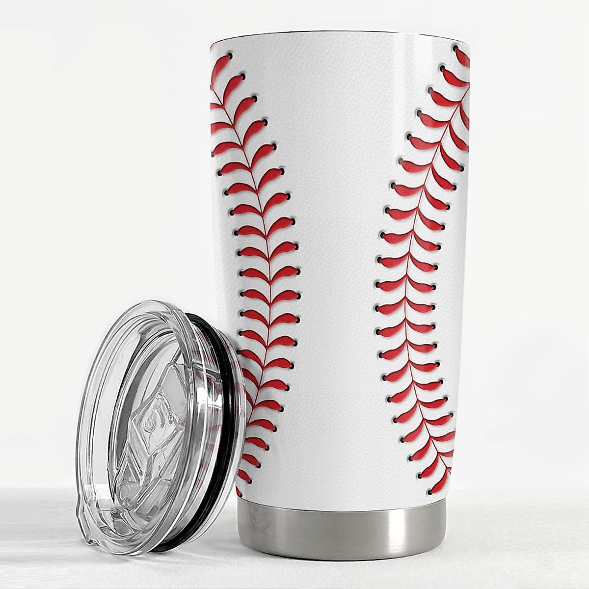 SANDJEST Baseball Tumbler Cup 20oz Stainless Steel Insulated Travel Mug Tumblers Cup Baseball Gift for Women Men Mom Gifts for Birthday Christmas