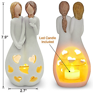 for Sister - Birthday Gifts from Sister, Best Friend Friendship Gifts for Women, Candle Holder W/Flickering Led Flameless Candle