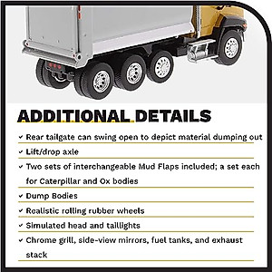 Diecast Masters 1:64 Caterpillar CT-660 Ox Stampede Dump Truck, Play & Collect Series Cat Trucks & Construction Equipment | 1:64 Scale Model Diecast Collectible | Diecast Masters Model 85633