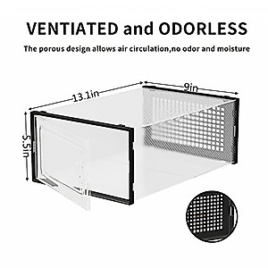 JOCHER 12 Pack Shoe Storage Boxes Black,Clear Plastic Stackable Shoes Organizer for Closet,Sneaker Storage Bins with Lids,Shoe Storage Containers for Under Bed,Entryway,Closet Floor,Space Saving