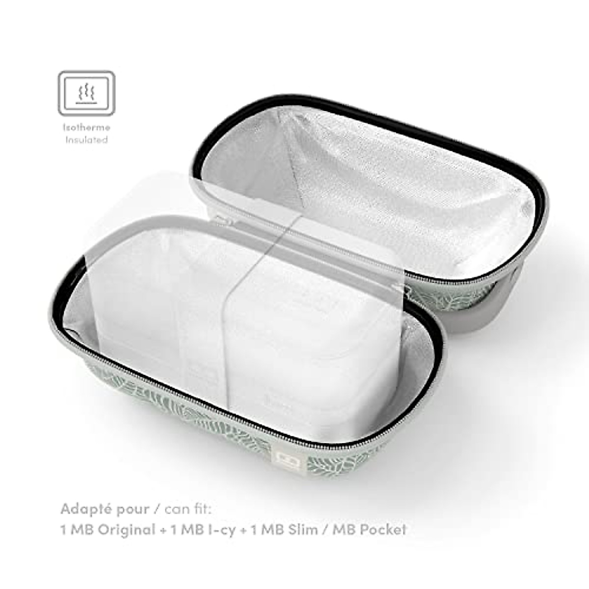 monbento - Insulated Lunch Bag MB Cocoon Jungle - Work Lunch Packing - Keeps Food Hot/Cold - Can Contain a Bento Box + A Cutlery Set - BPA Free - Food Grade Safe - Nature Pattern - Green