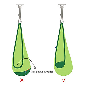 AMAZEYOU Kids Swing Hammock Pod Chair - Child's Rope Hanging Sensory Seat Nest Indoor Outdoor Use Inflatable Pillow - Great Children, All Accessories Included (Green)