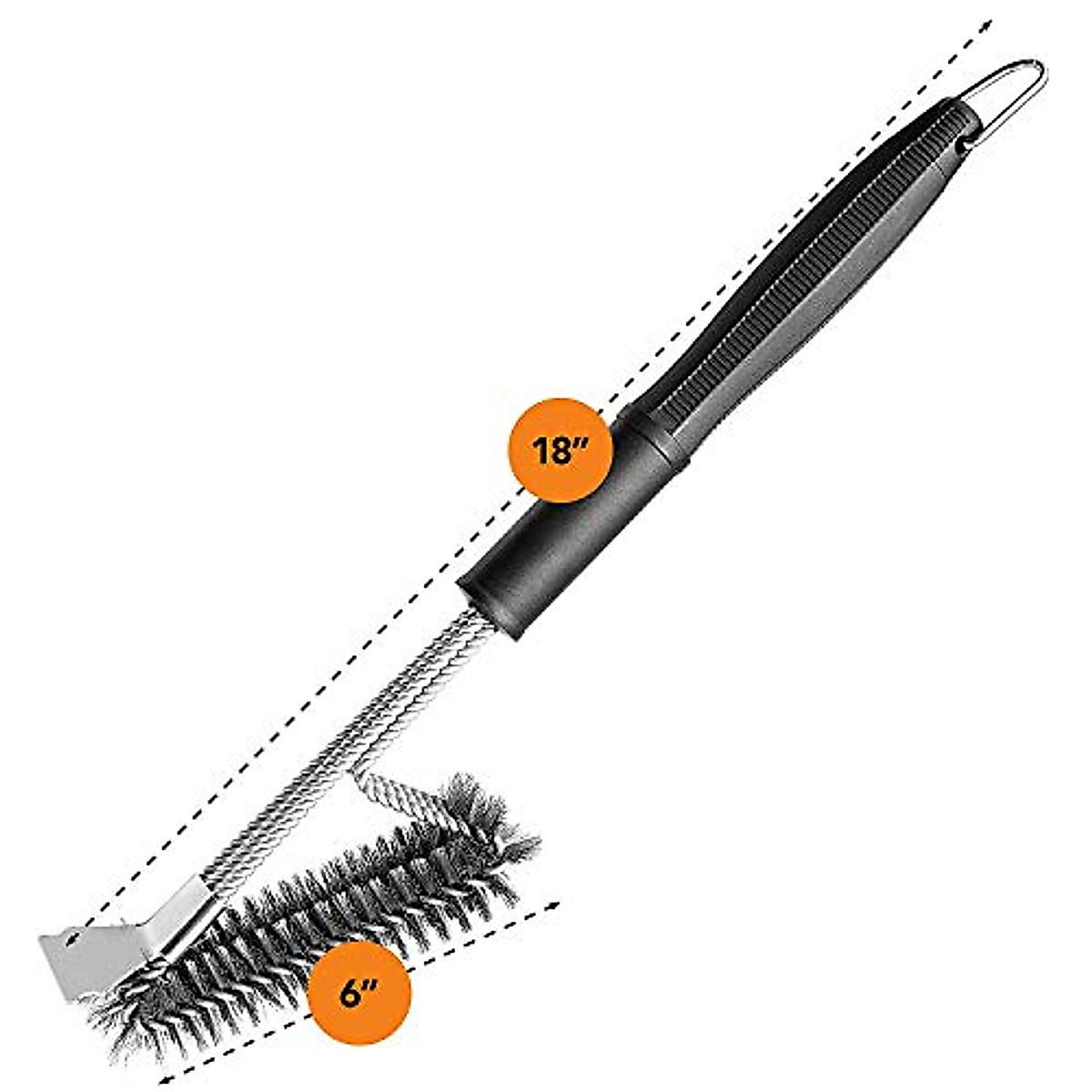 ERNITERTY BININBOX Grill Cleaning Brush - Stainless Steel BBQ Cleaner Brush & Scraper, Sturdy Woven Wire Bristles & Nonslip Handle, Weber Gas/Charcoal Grill Cleaning Tool, Black