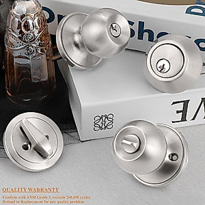 Probrico 3 Pack-Entry Door Knob and Deadbolt Lock Set, handleset with Single Cylinder Deadbolt Keyed Alike Combo Pack, Right or Left Handed, Entry Door Lever Exterior and Interior