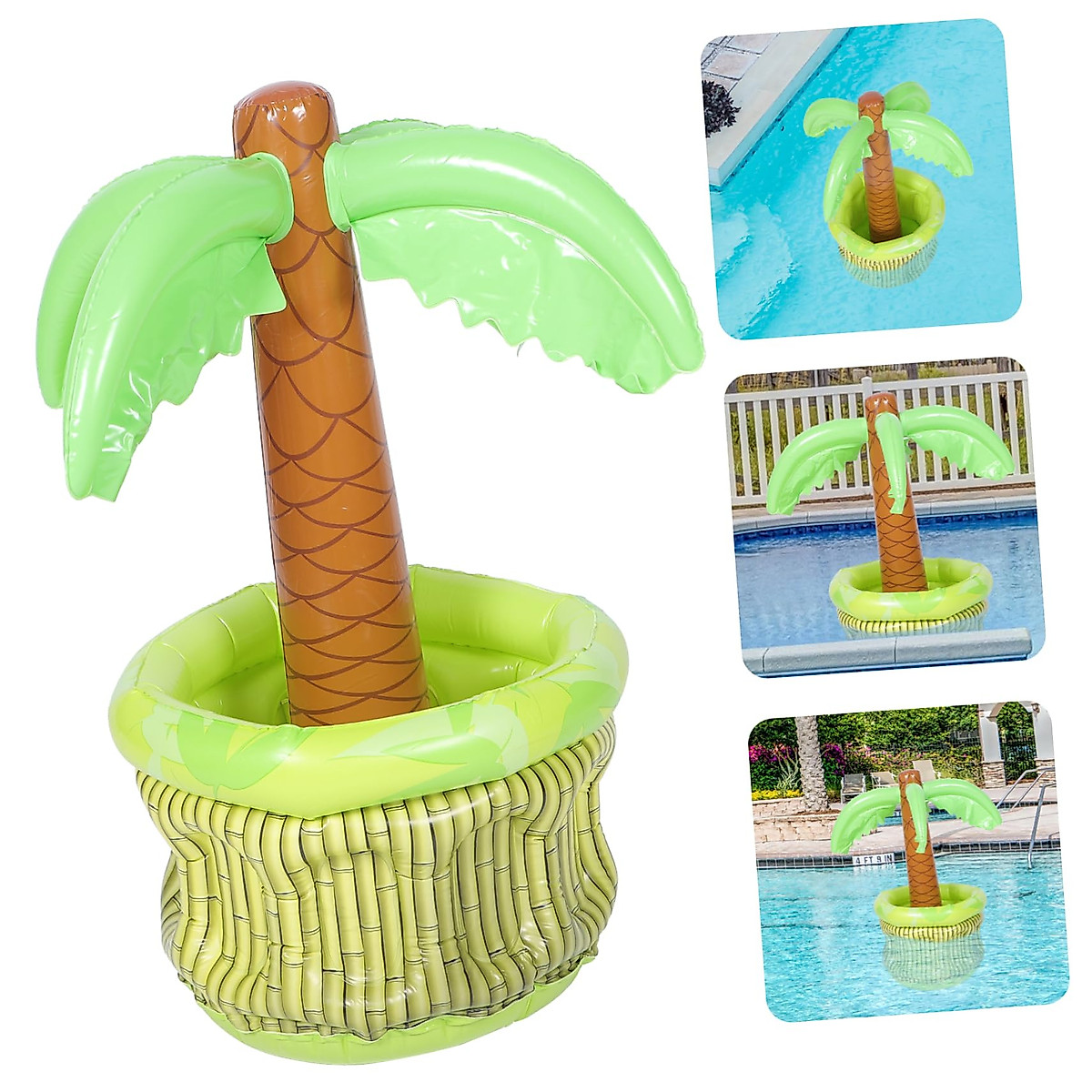 NOLITOY 3pcs Inflatable Coconut Ice Bucket Tray Decor Items Inflatable Cooler Table Inflatable Palm Tree Cooler Treasure Chest Floatable Cooler Pvc Pool Party Beer Rack Coconut Tree