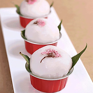 DEAYOU 100 Pack Aluminum Foil Ramekins with Lids, 5oz Muffin Cupcake Baking Liners Cups, 3" Round Disposable Recyclable Tart Pie Tin Pan Holder for Pudding, Party, Wedding, Oven Freezer Safe, Red