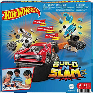 Mattel Games Hot Wheels Build ‘N Slam Kids Game with Buildable Classic Cars, Fix it Fast or Watch it Blast for 1-3 Players