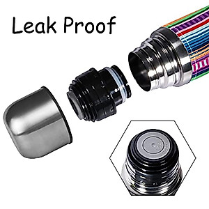 Colorful Boho Stripe Colorful Stainless Steel Coffee Thermos, Double Walled Insulated Water Bottle for Outdoor Sports, Office, Car (17 OZ/500ML)