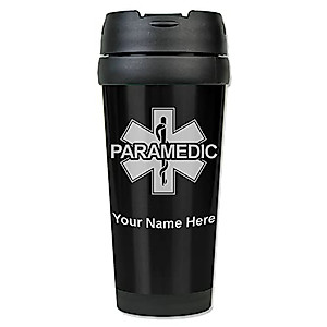 LaserGram 16oz Coffee Travel Mug, Paramedic, Personalized Engraving Included (Black)