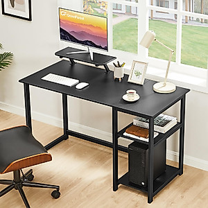 GreenForest Computer Home Office Desk with Monitor Stand and Storage Shelves on Left or Right Side, Printer Stand with Storage Shelf, 49.2 inch Large Tall 4 Tier Printer Table for Home Office Organiza