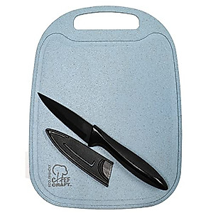 Chef Craft Select Wheat Straw Cutting Board and Knife Set, 10 inch x 7.5 inch, Blue