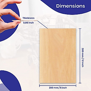 Unfinished Wood Pieces, Basswood Sheets Plywood Sheets for Crafts,Perfect for DIY Projects Painting Drawing Laser Wood Engraving Wood Burning and CNC Cutting (Yellow, 12in*8in*1/16in)