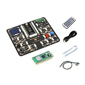 waveshare Sensor Kit for Raspberry Pi Pico W, Including Pico Expansion Board, and LED, Button, Buzzer, etc. 15 Common Modules, All-in-one Design, with Raspberry Pi Pico W