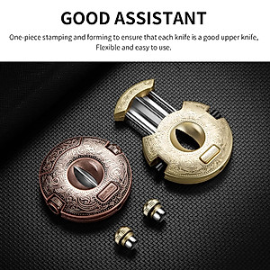 CIGARLOONG Cigar Punch Cutter Bronze Engrave Double Size Drill Cigar Hole Cutter(Silver1)