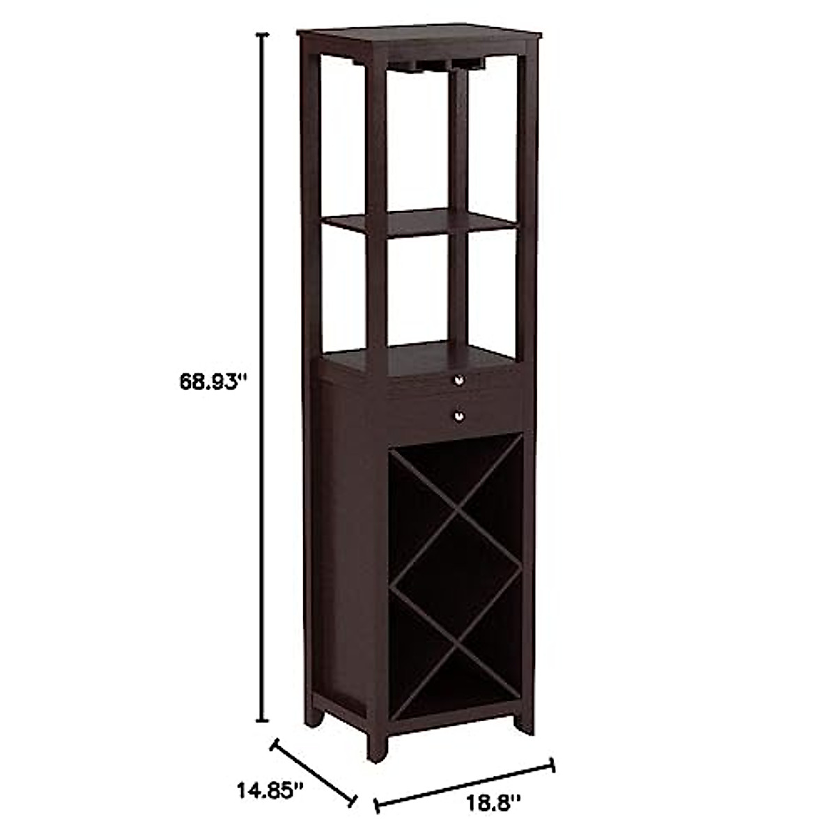 Baxton Studio Austin Wood Modern Wine Tower, Brown, Medium (RT190-OCC)