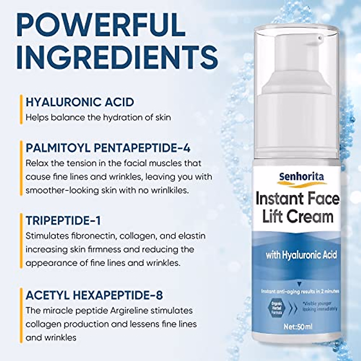 Instant Face Lift Cream, Temporary Skin Tightening Cream to Smooth Fine Lines and Wrinkle, Visibly Firming Loose Sagging Skin for Face and Neck