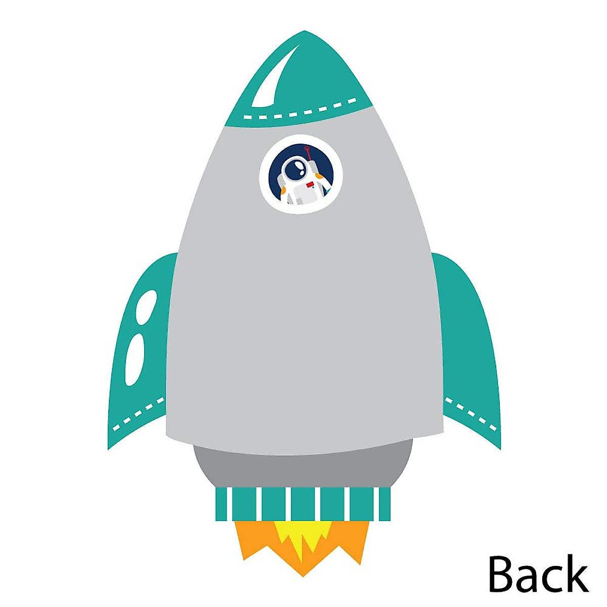 Big Dot of Happiness Blast Off to Outer Space - Shaped Rocket Ship Baby Shower or Birthday Party Thank You Note Cards with Envelopes - Set of 12