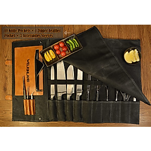 14-Pockets Knife roll, Leather knife roll, Knife roll canvas, Knife bag holders, Knife roll bag, Chef bag, Chef knife bag, Chef knife roll, Chef knife roll bag, Pocket knife roll, Knife bags for chefs