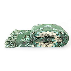 Heather Touch 100% Cotton Blanket Queen 78x90 Boho Oversized Throw Chair Covers with Tassels Lightweight Breathable Decorative Bed Blanket 4 Layers Muslin Couch Slipcover Sofa Protector Sunflower