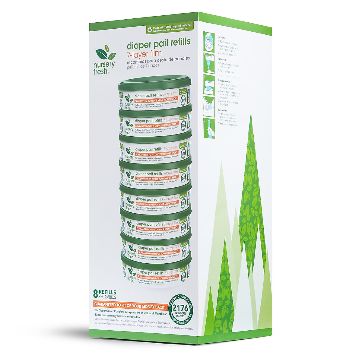 Nursery Fresh Refill for Diaper Genie and Munchkin® Diaper Pails, 2,176 Count, 8 Pack