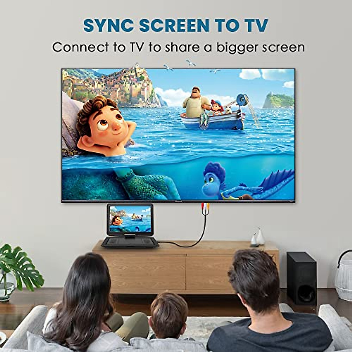 WONNIE 16.9" Portable DVD Player with 14.1" Large Swivel Screen, High Volume Speakers, 6 Hrs Rechargeable Battery, Support USB/SD Card/ Sync TV, Region Free, Last Memory