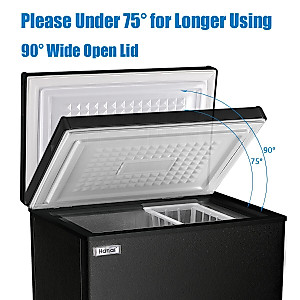 Chest Freezer WANAI 7.0 Cu.Ft Compact Chest FreezerDeep Freezers Free-Standing Top Door Freezer Removable Basket and Adjustable 7 Thermostat Open Deep Freezer Energy Saving Garage Basement Apartment K