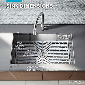 Kohler K-20022-PC-NA Sterling Ludington 32" Under Mount Single Bowl Kitchen Sink with Accessories, 32 inch, Stainless Steel