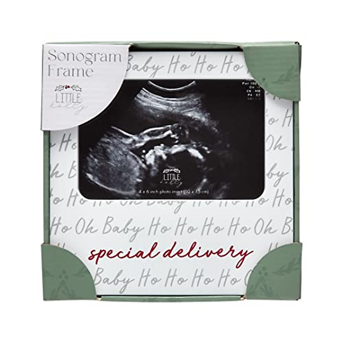 Little Holly Special Delivery Christmas Sonogram Frame, Baby Ultrasound Photo Frame, Baby Announcement Gift, Baby Holiday Keepsake, New and Expecting Parents Christmas Gift, White