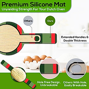 Silicone Bread Sling Dutch Oven Liner - Extra Thick Non-Stick Reusable Silicone Sourdough Bread Baking Mat with Long Handles, Sourdough Bread Baking Supplies for Easy Dough Transfer (Salmon Pink)