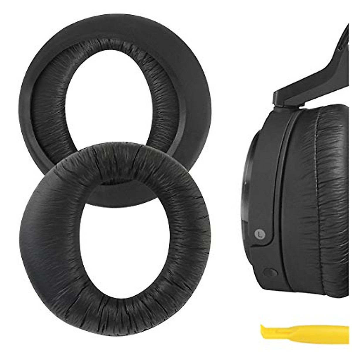 Geekria QuickFit Leatherette Replacement Ear Pads for Sony MDR-RF6000, RF6500, RF7000, RF7100, MDR-DS6000, DS6500, DS7000, DS7100, XD150, XD200 Headphones Earpads, Repair Parts (Black)