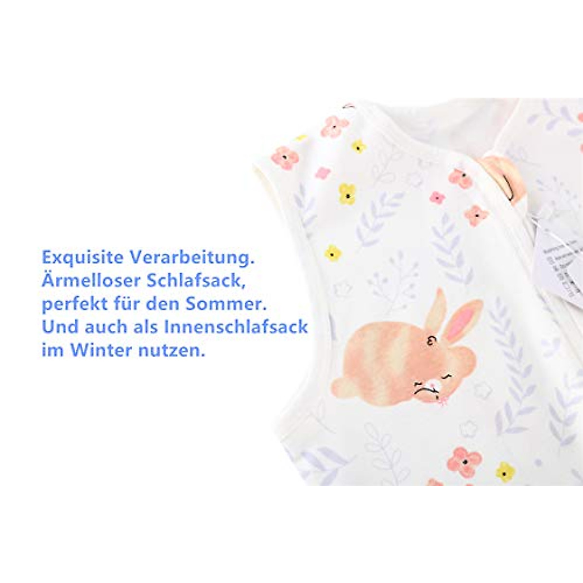 Chilsuessy Baby Wearable Blanket Unisex Cotton Sleep Bag Ultra Soft Baby Sleeping Sack 0.5 TOG Summer Sleeveless Sleeping Bag for Toddler Boys and Girls, Cute Bunny, 130cm/5-6 T