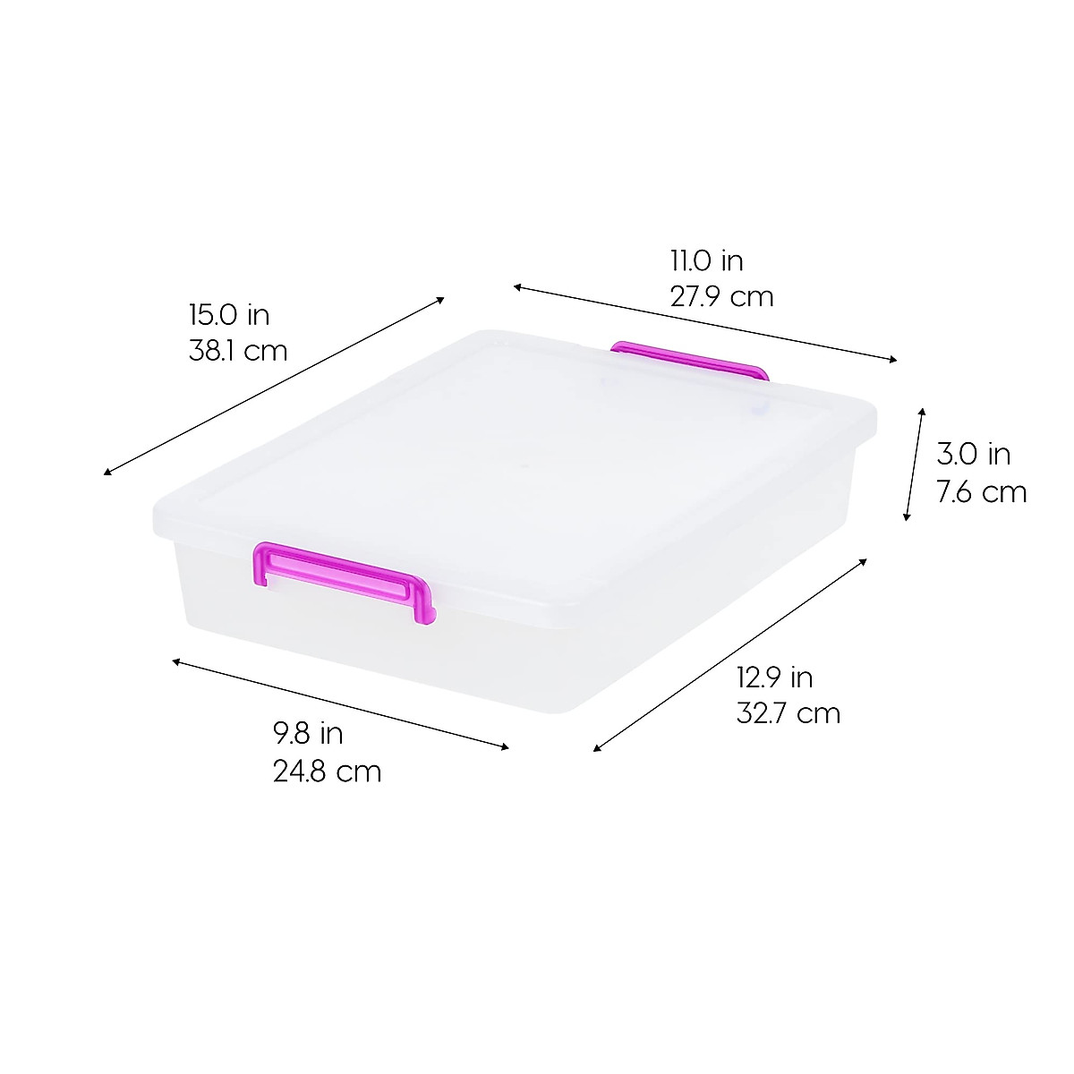 IRIS USA 53 Qt. Plastic Storage Container Bin, Large & 6 Quart Large Clear Plastic Storage Bins with Lids and Secure Latches, 6 Pack, Organizing Container, Clear/Violet