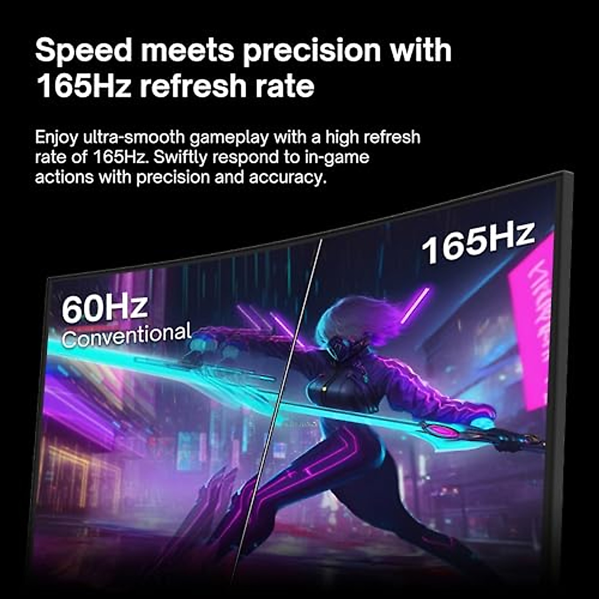 Pixio PXC243S 24 inch 165Hz Refresh Rate FHD 1080p Resolution 1500R Curve Fast VA Panel 1ms GTG Response Time Adaptive Sync HDR Curved Gaming Monitor