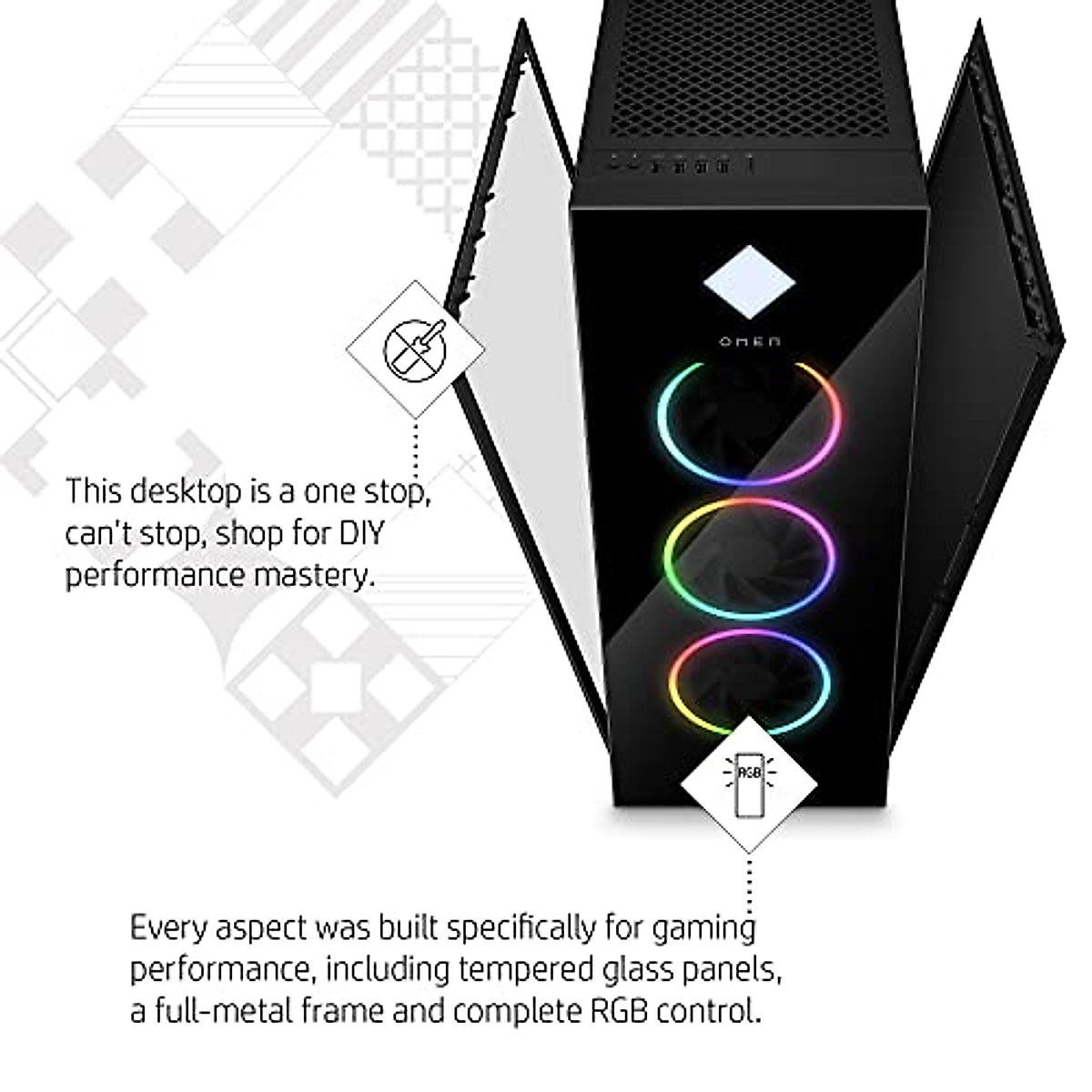 OMEN 45L Gaming Desktop, Intel Core i7-13700KF, 16 GB RAM, 1 TB Solid State Drive, NVIDIA GeForce RTX 4070 Ti Graphics, Windows 11 Home, GT22-1072 (2023)