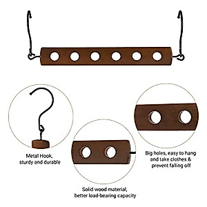 Mkono 4 Pcs Hangers Space Saving Wood Collapsible Hangers for Closet Shirt Organizer with 6 Holes College Dorm Room Essentials, Multiple Hangers in One Closet Clothes Organizer Magic Hanger Stacker