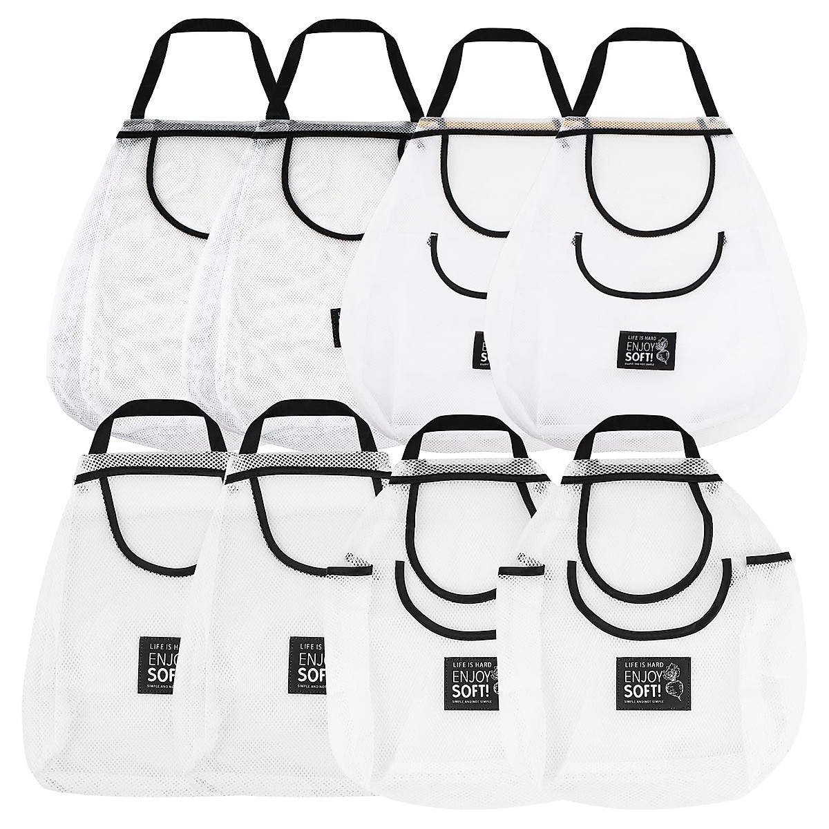 Linkidea 8 Pack Reusable Mesh Bag, Portable Fruit Bags, Washable Hanging Storage Bags, Organizer Shopping Handbag for Garlic, Onions, Potatoes