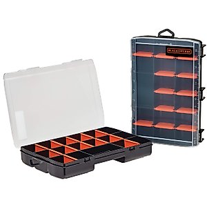 beyond by BLACK+DECKER Small Parts Organizer Box with Dividers, Screw Organizer & Craft Storage, 17-Compartment, 2-Pack (BDST60779AEV)