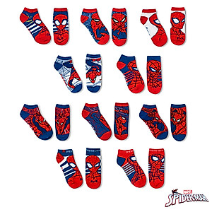 Marvel Spider-Man Socks for Boys, 10 Pairs Low Cut Socks for Boys Ages 3-9