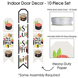 Big Dot of Happiness Let’s Roll - Sushi - Hanging Vertical Paper Door Banners - Japanese Party Wall Decoration Kit - Indoor Door Decor