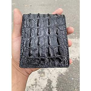 Viet Nam Black Double Side Genuine Real Alligator Hornback Leather Bi-fold Men's Wallet ,Handmade Crocodile Leather Wallet Men, XL