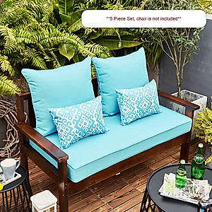 ARTPLAN Patio Deep Seating Loveseat Cushions All Weather Chair Outdoor Cushions Set of 5 for Patio Outdoor Furniture